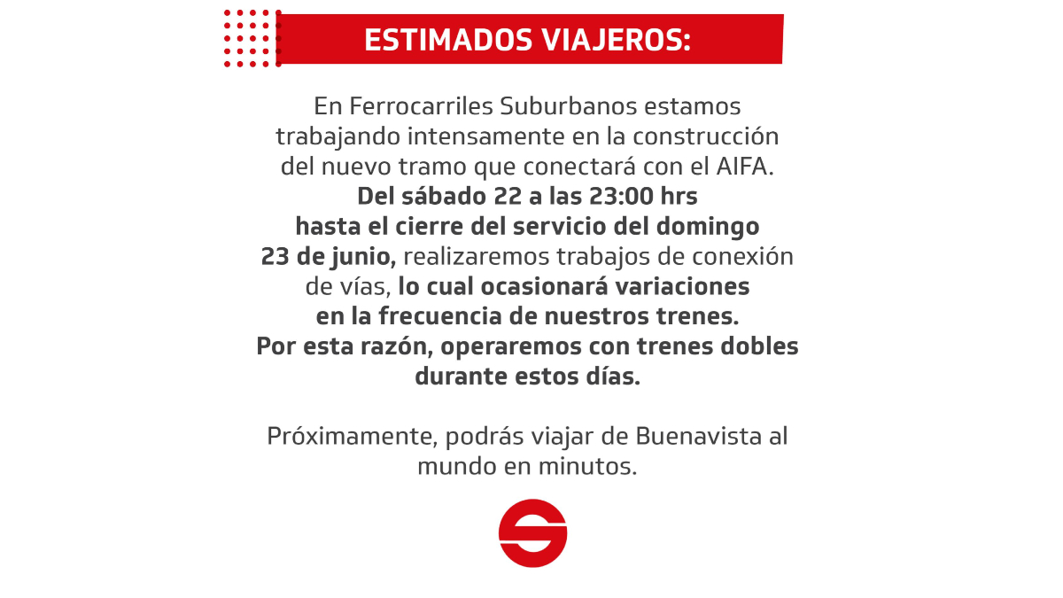 Chilango - Tren Suburbano: retrasos de CDMX a Edomex por obras en AIFA