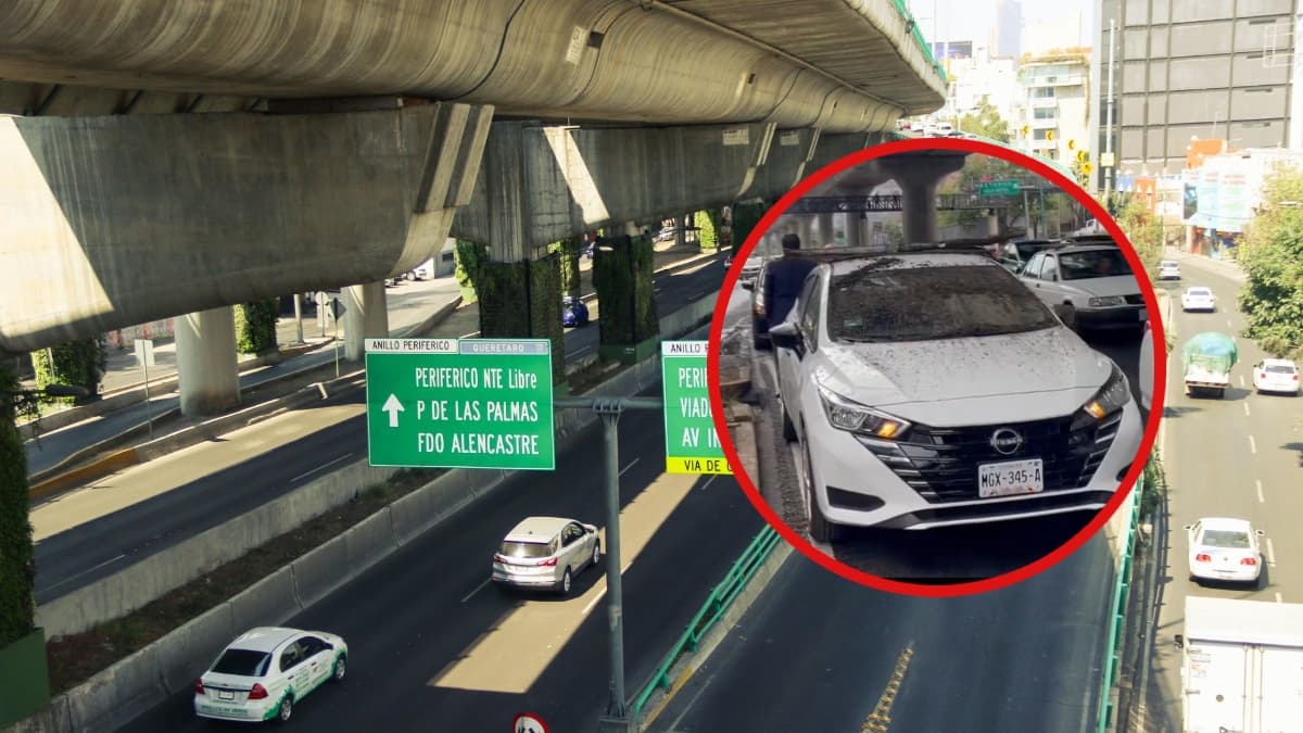 Chilango - Segundo piso del Periférico: cae tubo y daña dos autos en CDMX